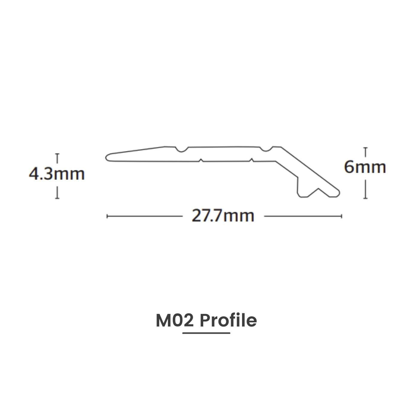 M02 - 4.3mm Small Vinyl Edge Strip for Carpet & Vinyl Flooring